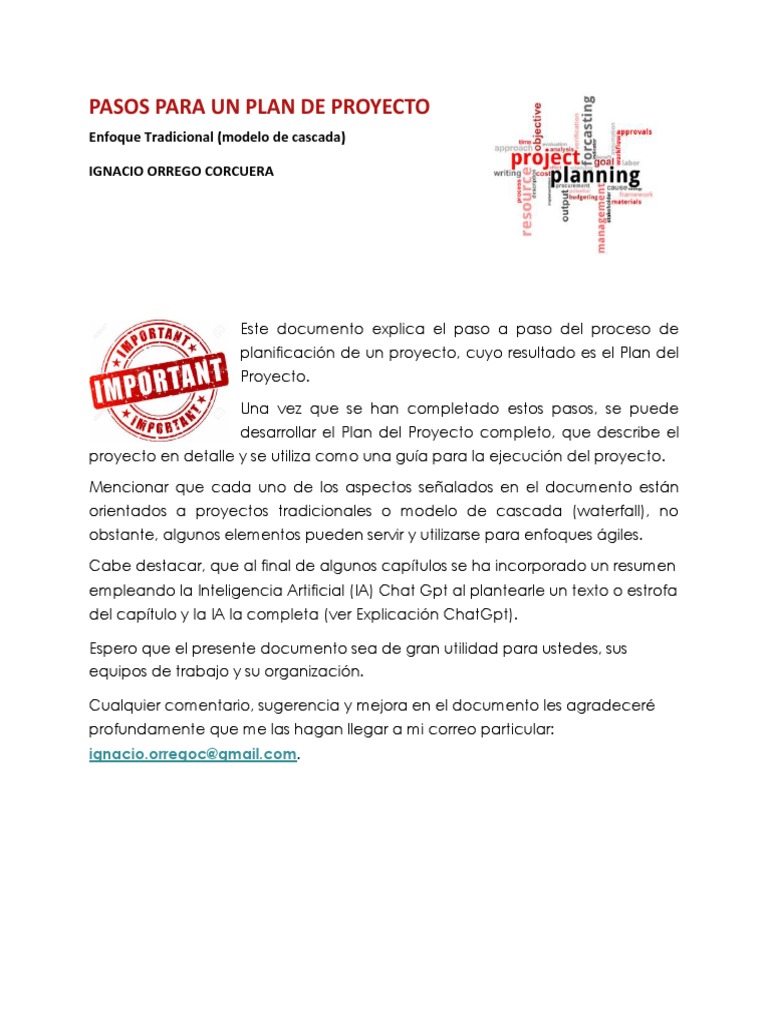 Pasos Para Un Plan De Proyecto 1 Pdf Planificación Estratégica