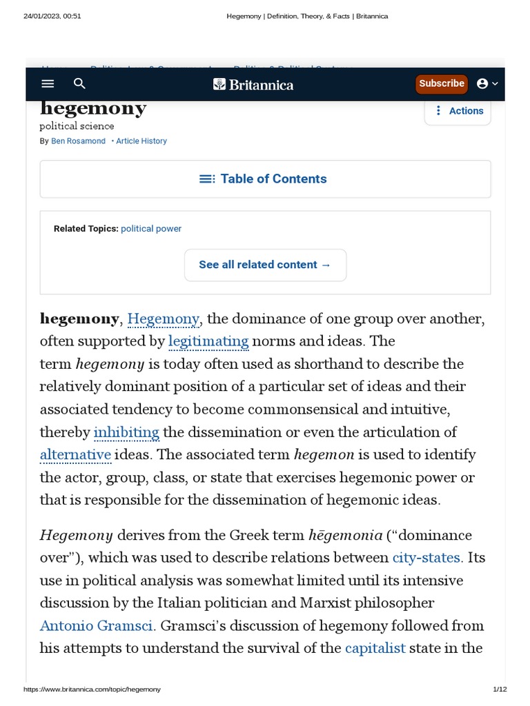 Hegemony | PDF | Hegemony | Antonio Gramsci