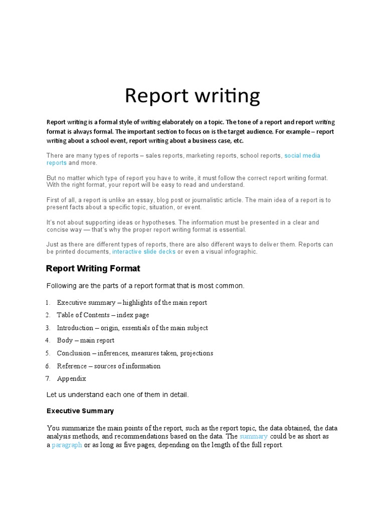 Report writing format and elements | PDF | Information | Data