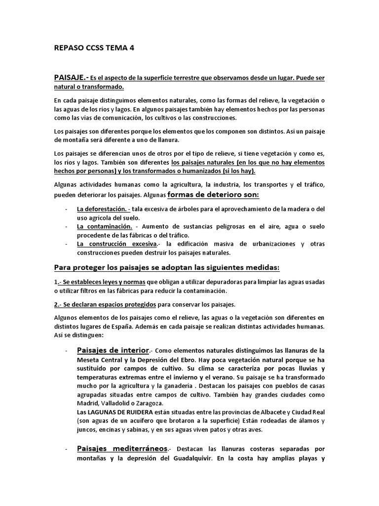 Repaso Ccss Tema 4 | PDF | Montañas | Islas Canarias