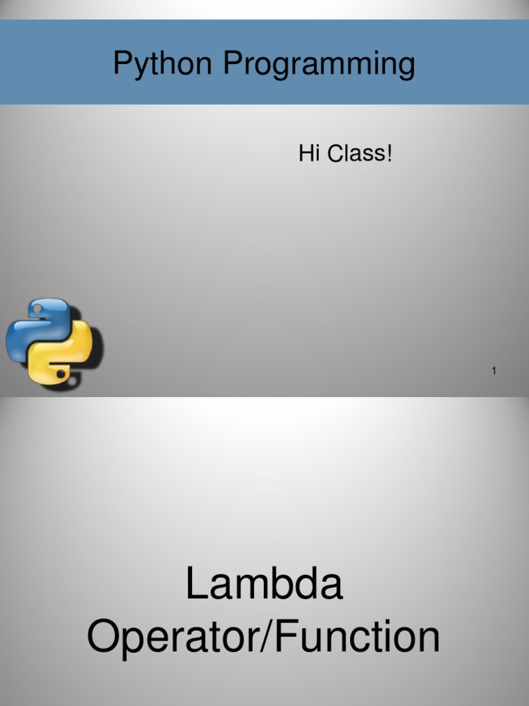 Lambda Operator/Function | PDF | Teaching Methods & Materials | Computers