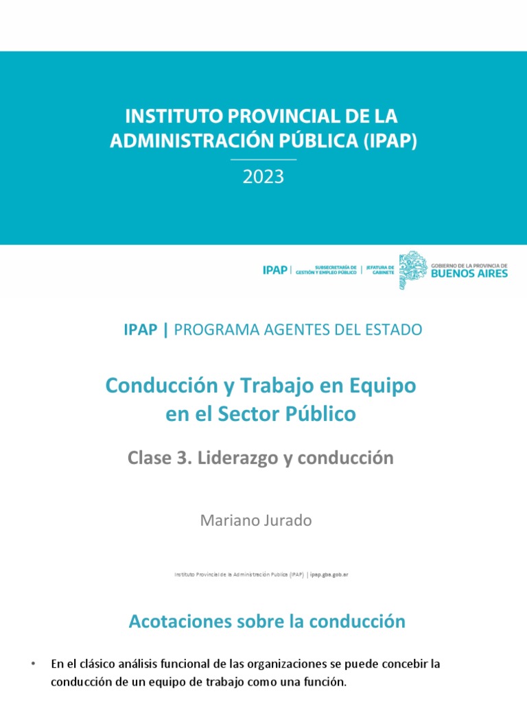 OK CLASE 2 - Conducción y Equipo de Trabajo en El Sector Publico | PDF ...