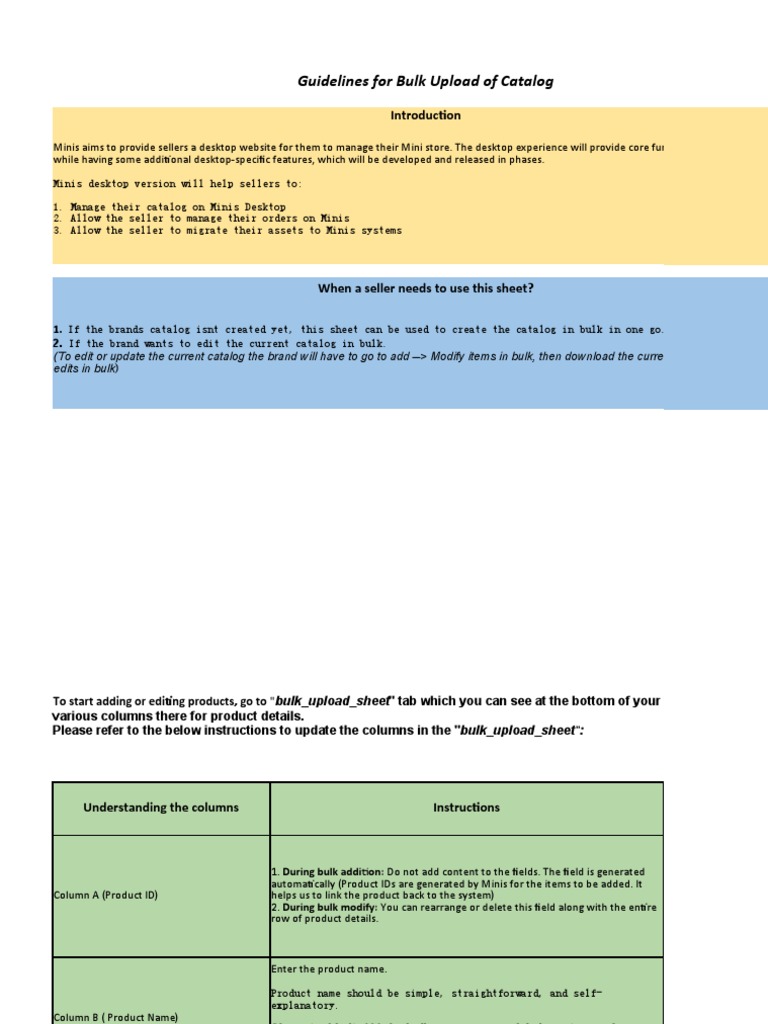 Bulk Upload Template | PDF | Prices | Software