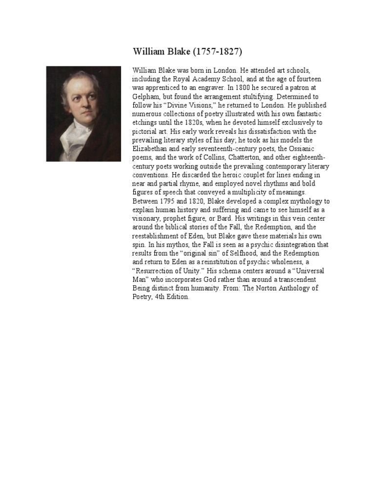 William Blake - Selected Poems | PDF | William Blake | Poetry