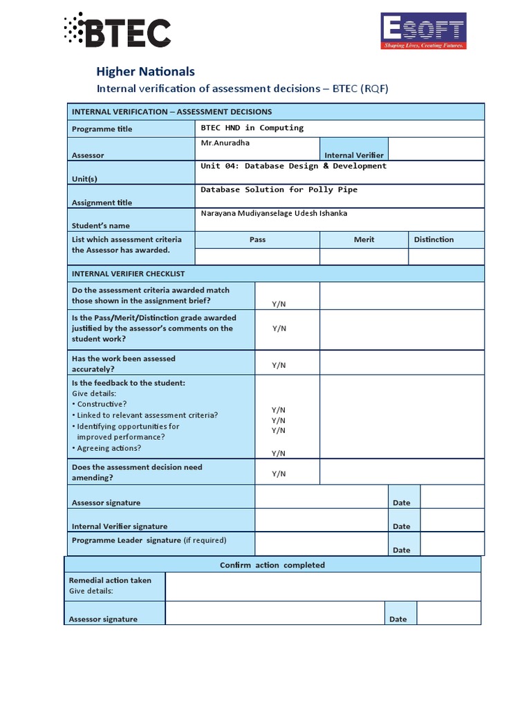 BTEC HND Database Design Assessment Guide | PDF | Databases | Relational Database