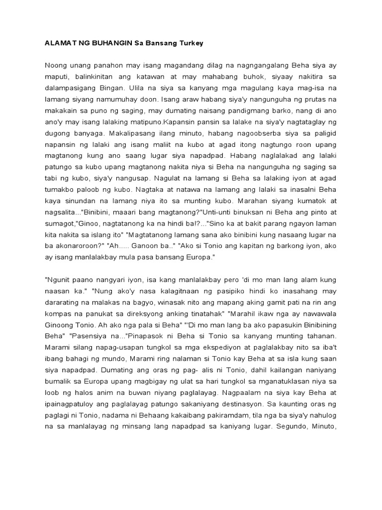 ALAMAT NG BUHANGIN Sa Turkey.docx | PDF