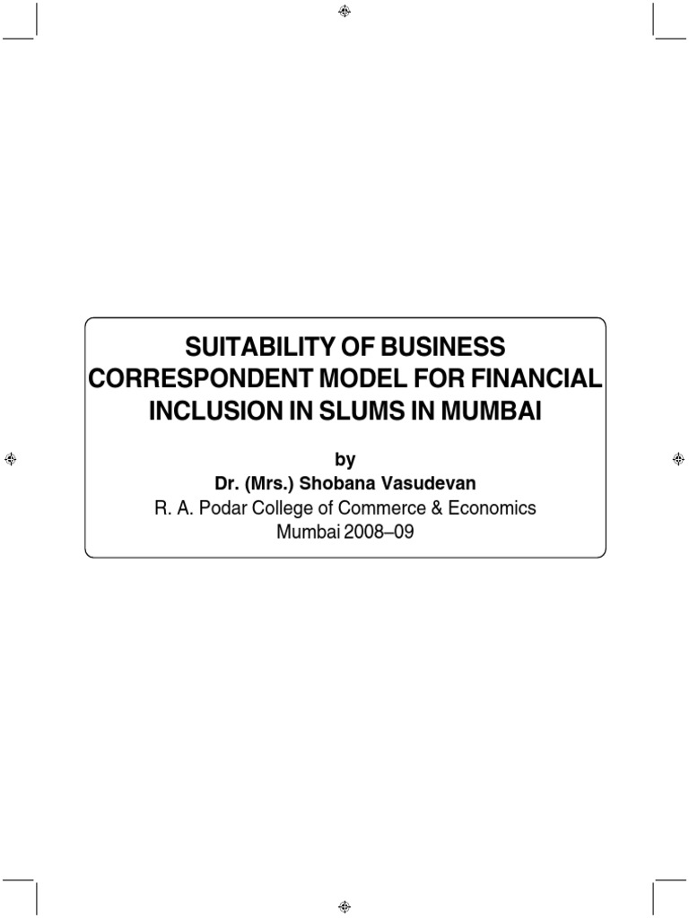 Business Correspondent Model for Financial Inclusion-20 | PDF ...