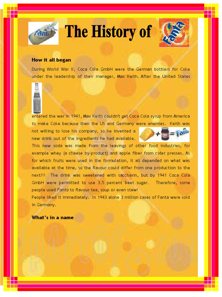 Reading The History of Fanta | PDF | The Coca Cola Company | Cola