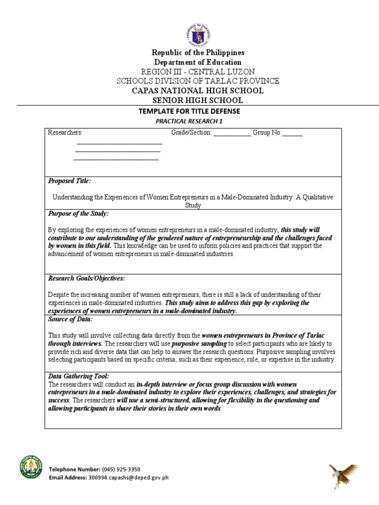 Sample Rationale | PDF | Entrepreneurship | Focus Group