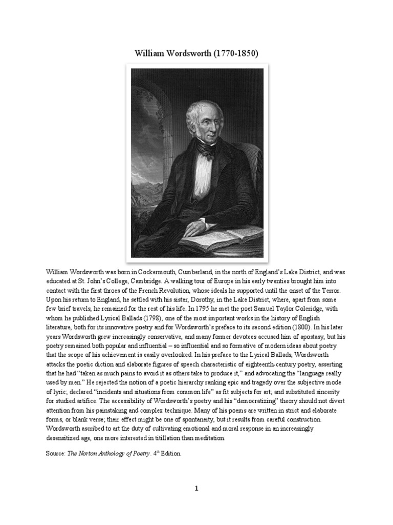 William Wordsworth | PDF | William Wordsworth | Poetry