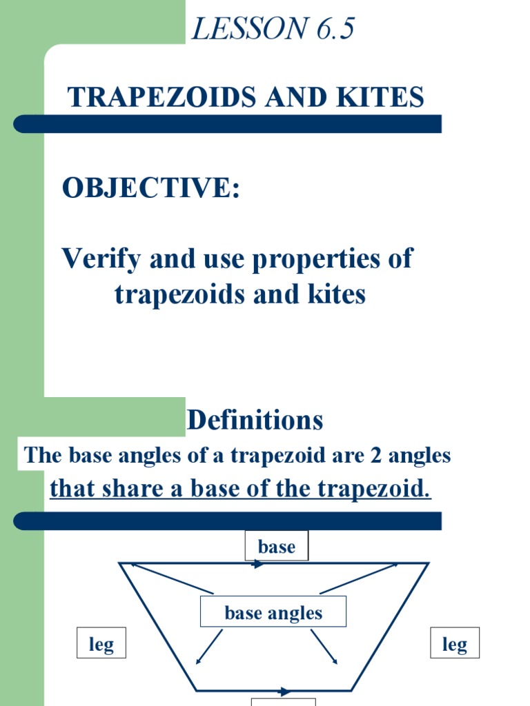 Lesson 6 - 5 Trapezoids and Kites | PDF