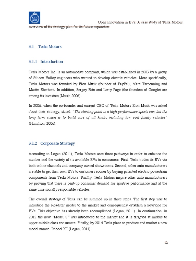 Tesla Case Study - The Partnership Model For Innovation | PDF | Toyota ...