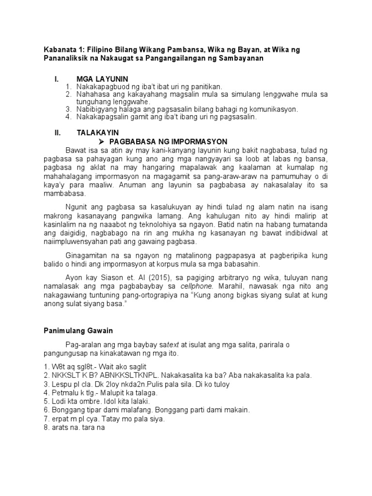 Pagbabasa at Pagbubuod NG Impormasyon | PDF