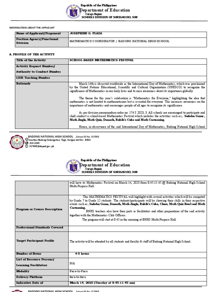 Math Festival Activity Design | PDF | Mathematics