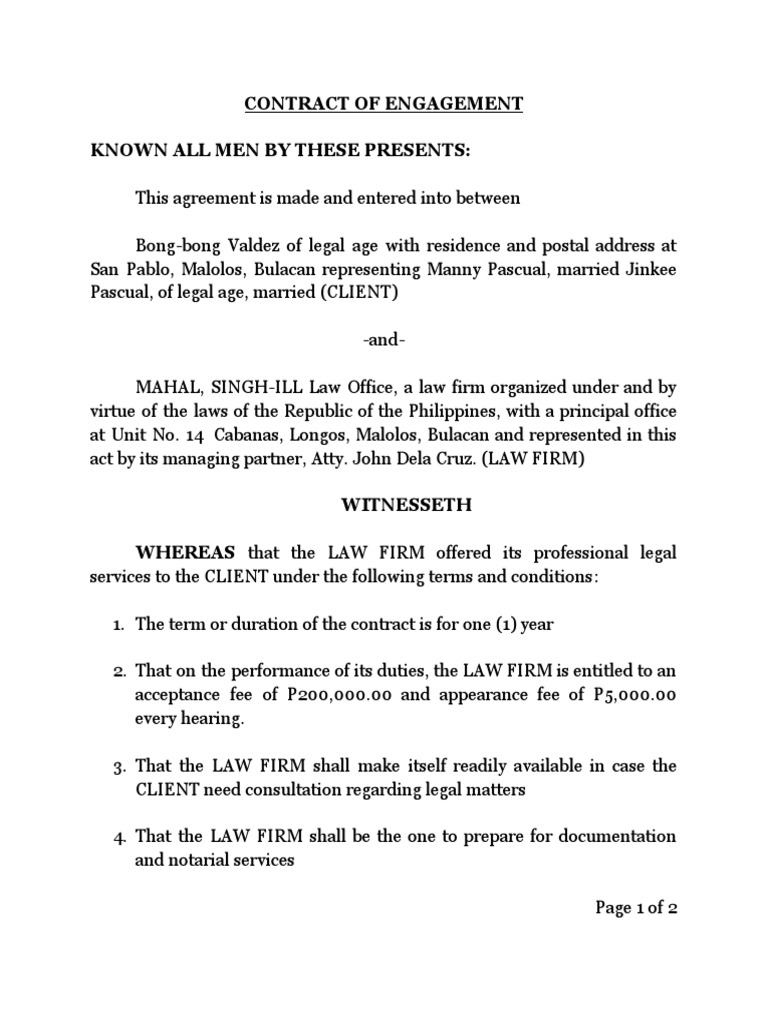 Contract of Engagement | PDF