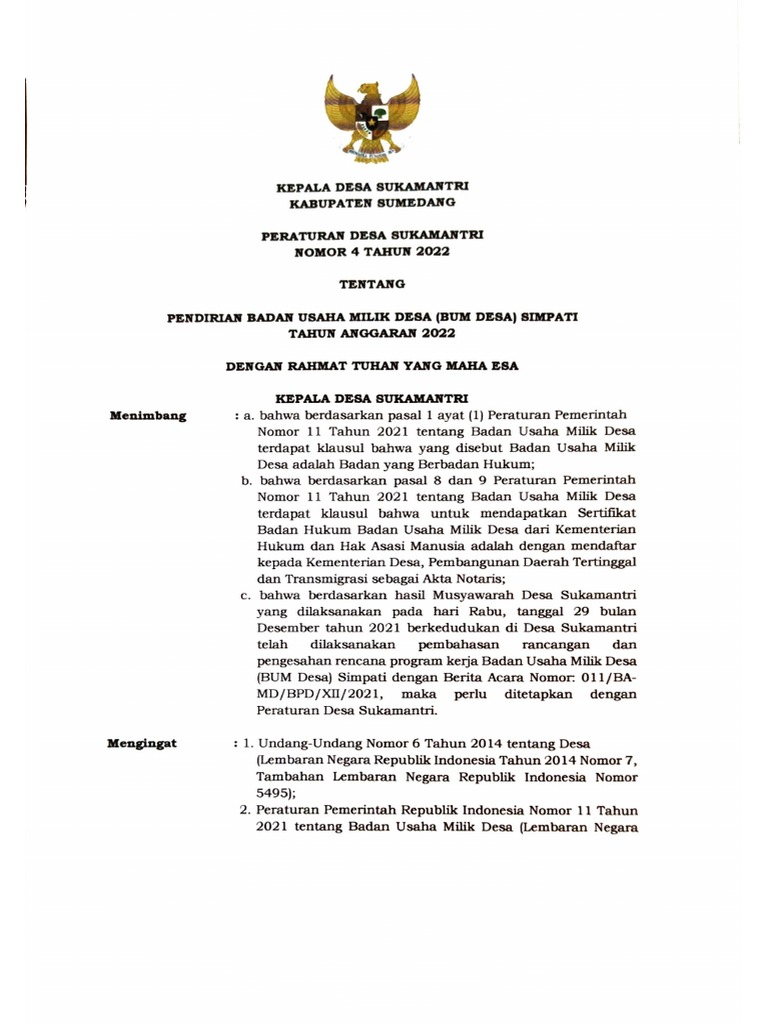 SK Bumdes & PRODESKEL | PDF