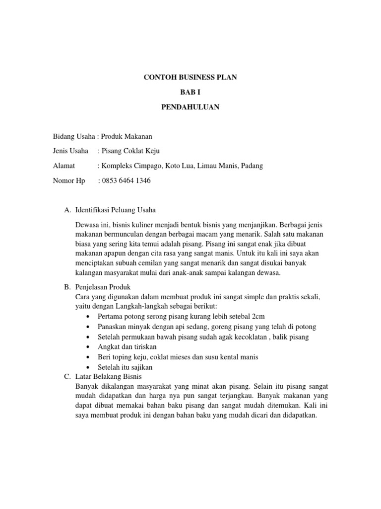 Contoh Business Plan PDF | PDF