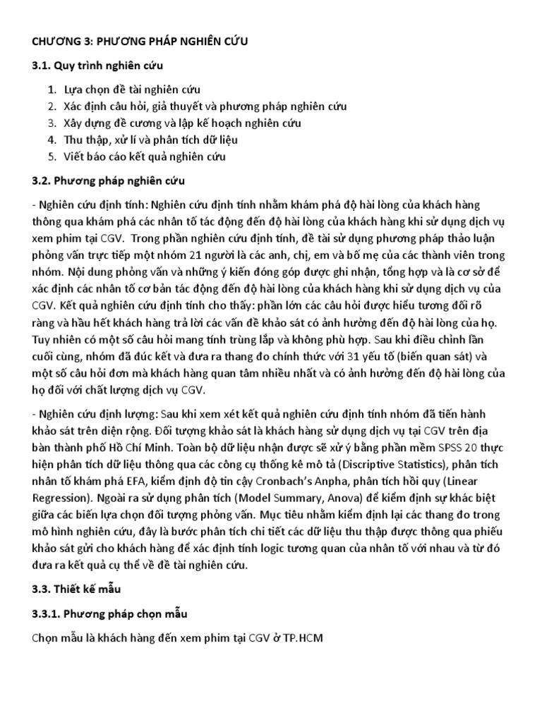 CHƯƠNG 3 Phương Pháp Nghiên C U | PDF