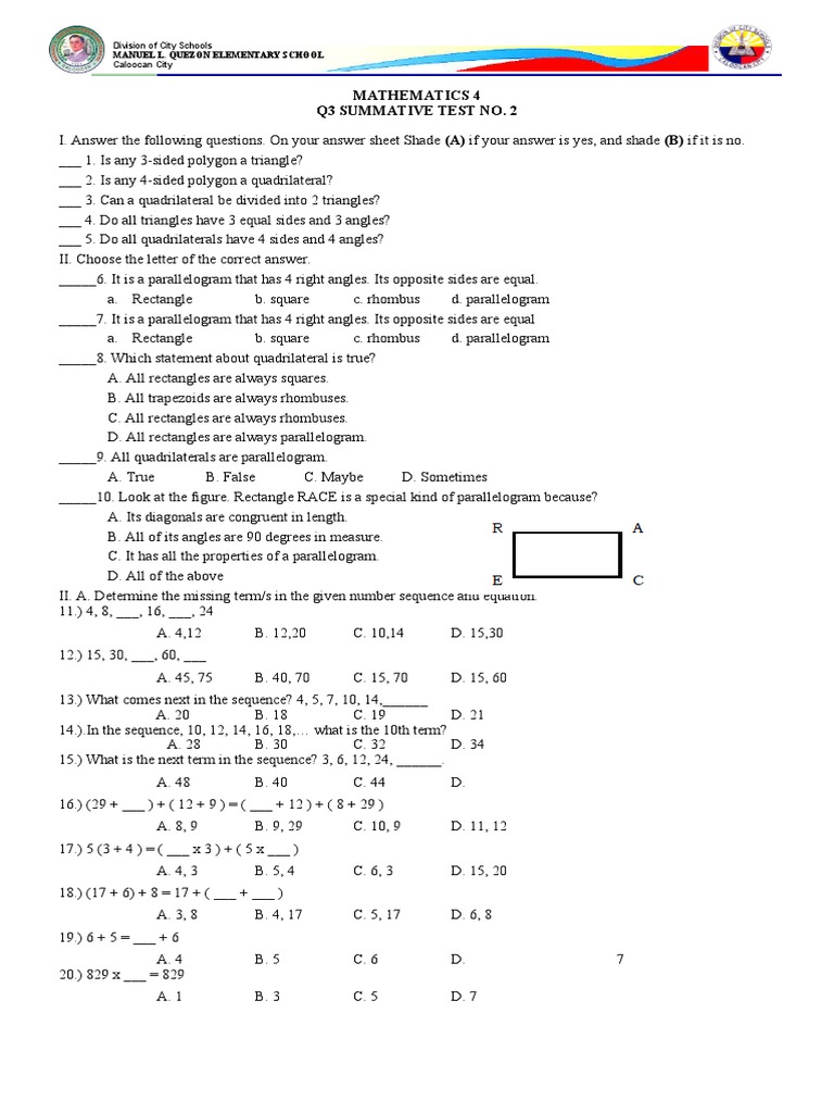 Summative 2 Q3 - Math | PDF