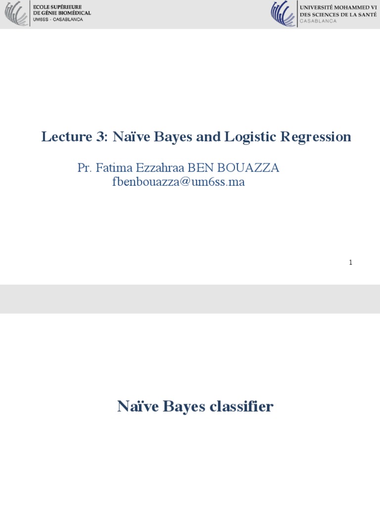 ESGB - Naive Bayes and Logistic Regression | PDF | Statistical Classification | Regression Analysis