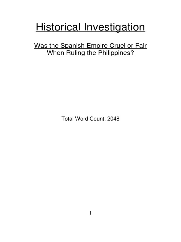 Historical Investigation | PDF | Spanish Empire | Philippines