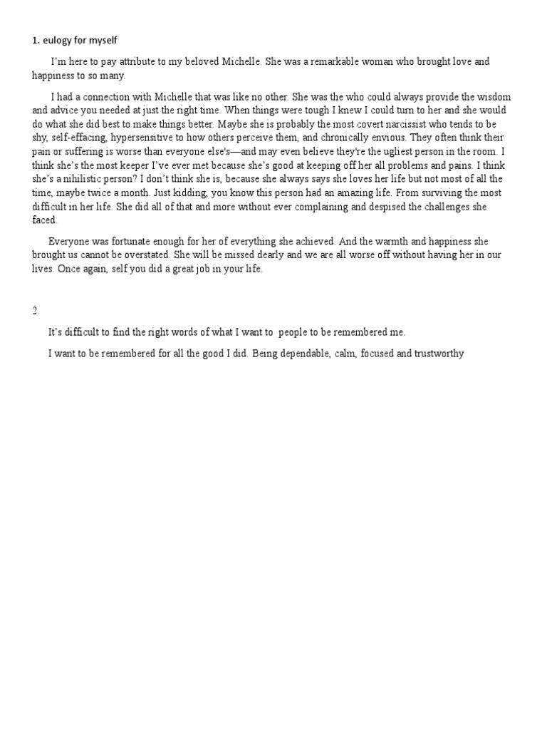 Eulogy of Myself | PDF