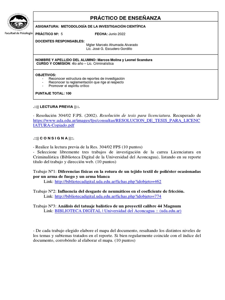 TP5 - Estructura Del Reporte de Investigación. MOLINA Y SCANDURA | PDF | Textiles | Estadísticas