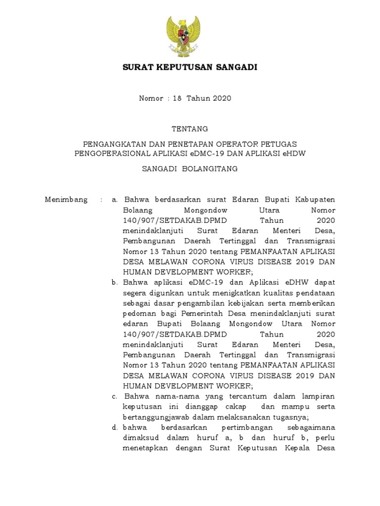 Pengangkatan Operator Aplikasi Desa | PDF