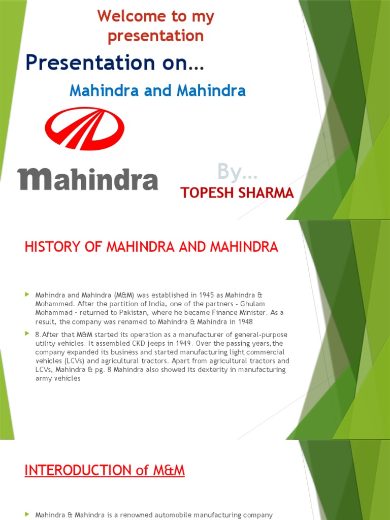 FINAL PPT OF MAHINDRA.pptx | PDF | Transport | Car