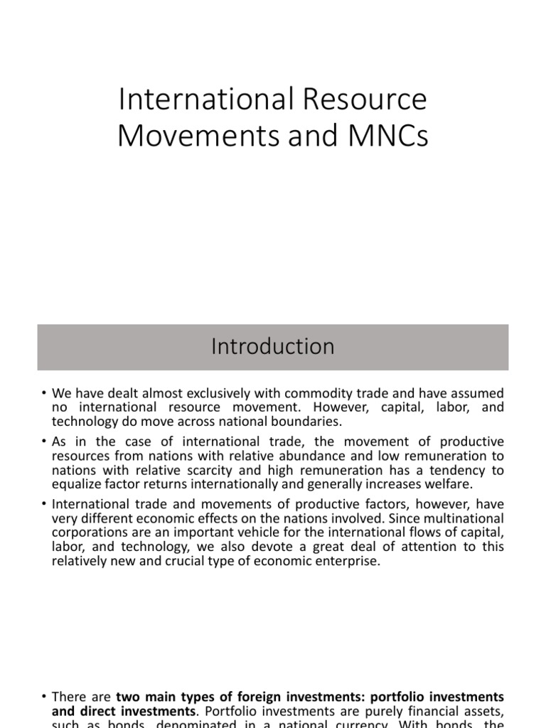 International Resource Movements and MNCs | PDF