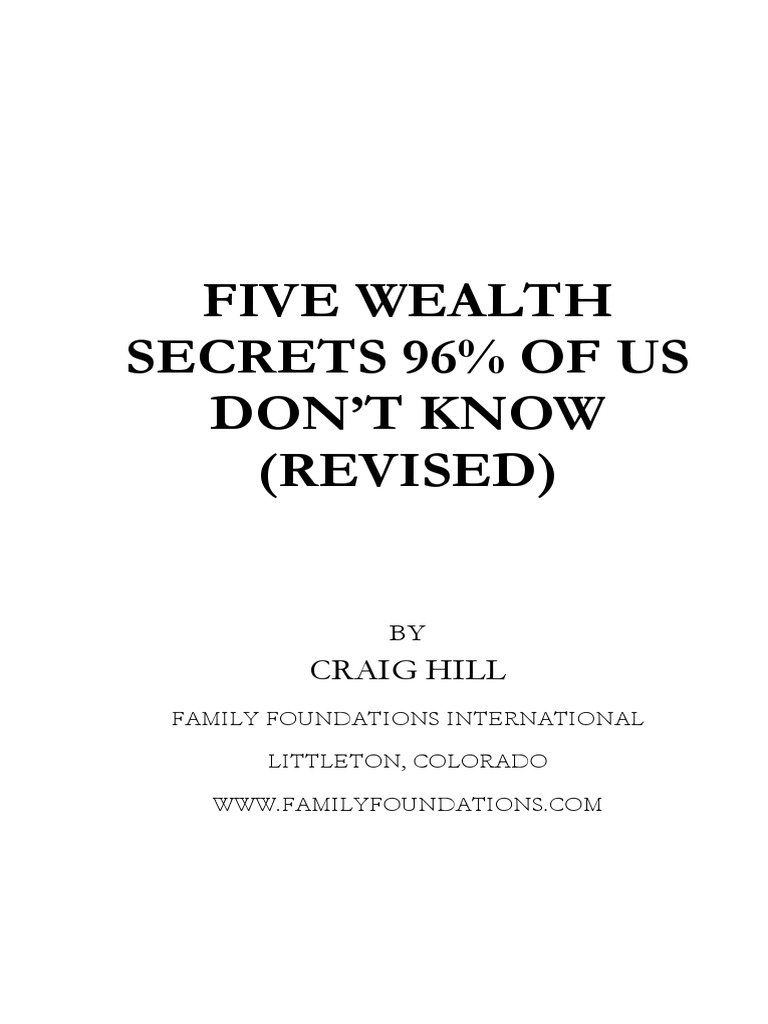 Five - Wealth - Secrets - Craig Hill PDF | PDF | Solomons | Bible