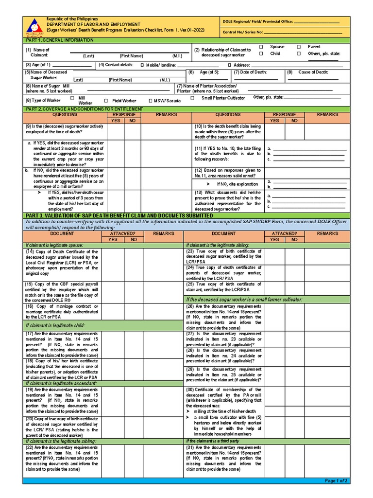 2 - SWDBP - Validation Checklist | PDF | Birth Certificate ...