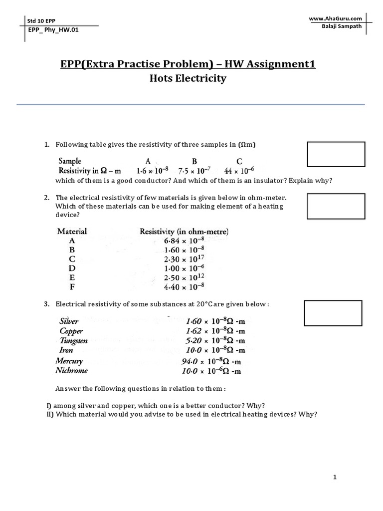 Electricity HOTS Questions | PDF | Electrical Resistance And ...
