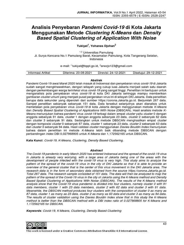 Based Spatial Clustering of Application With Noise | PDF