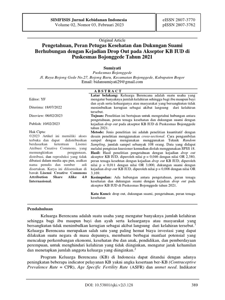 Pengetahuan, Peran Petugas Kesehatan Dan Dukungan Suami PDF | PDF | Sains & Matematika