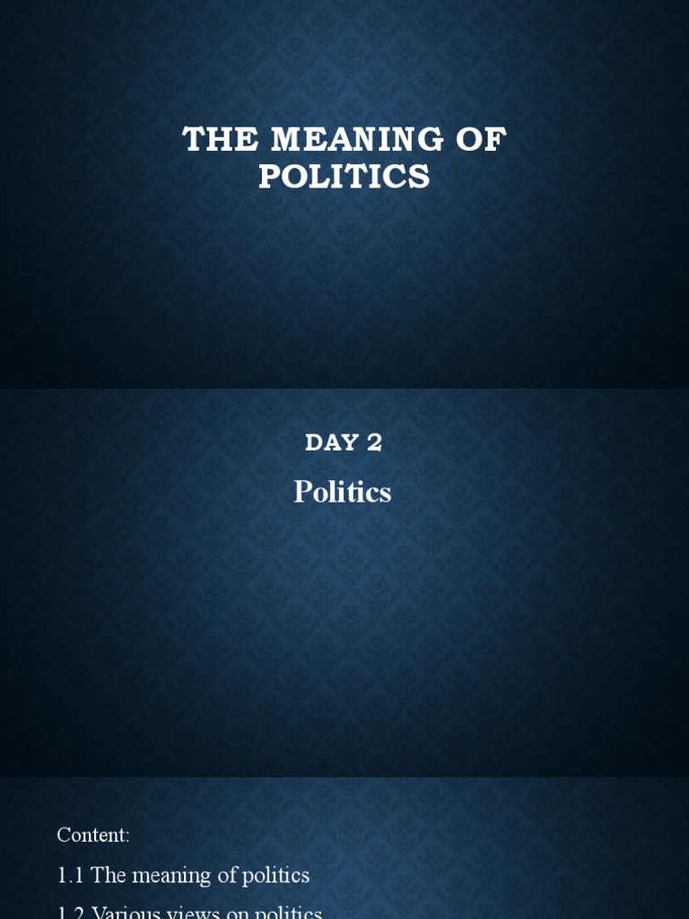 The Meaning of Politics | PDF | Governance | Good Governance