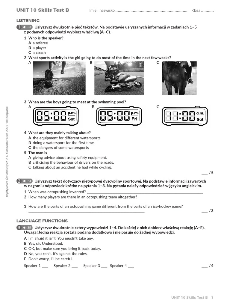 Unit 10 Skills Test B | PDF