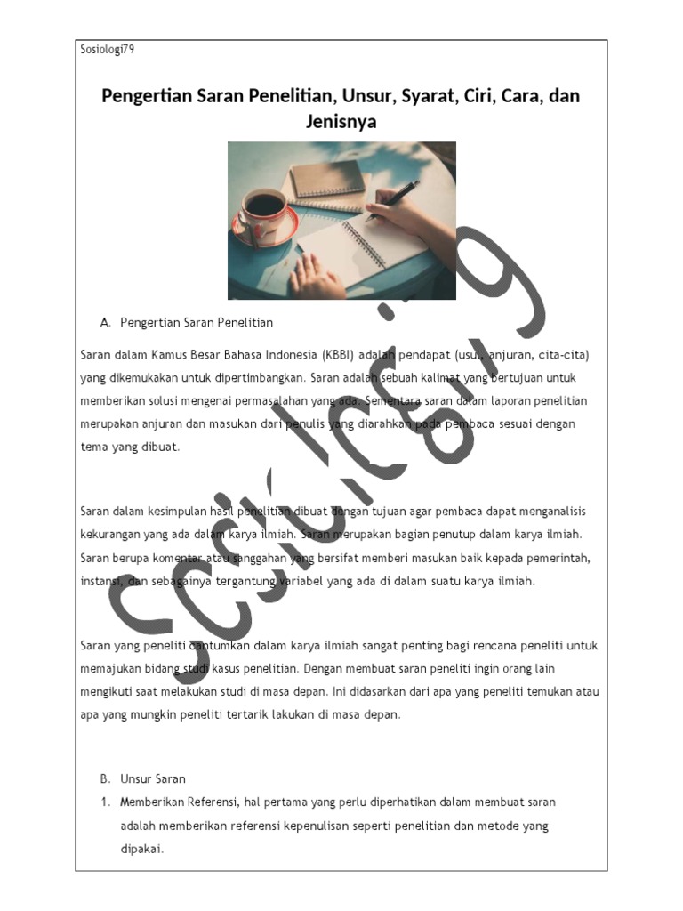 Pengertian Saran Penelitian, Unsur, Syarat, Ciri, Cara, Dan Jenisnya ...