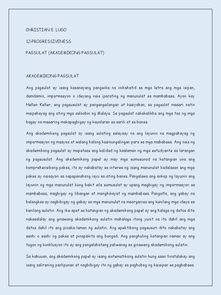 Pagsulat Akademikong Pagsulat | PDF