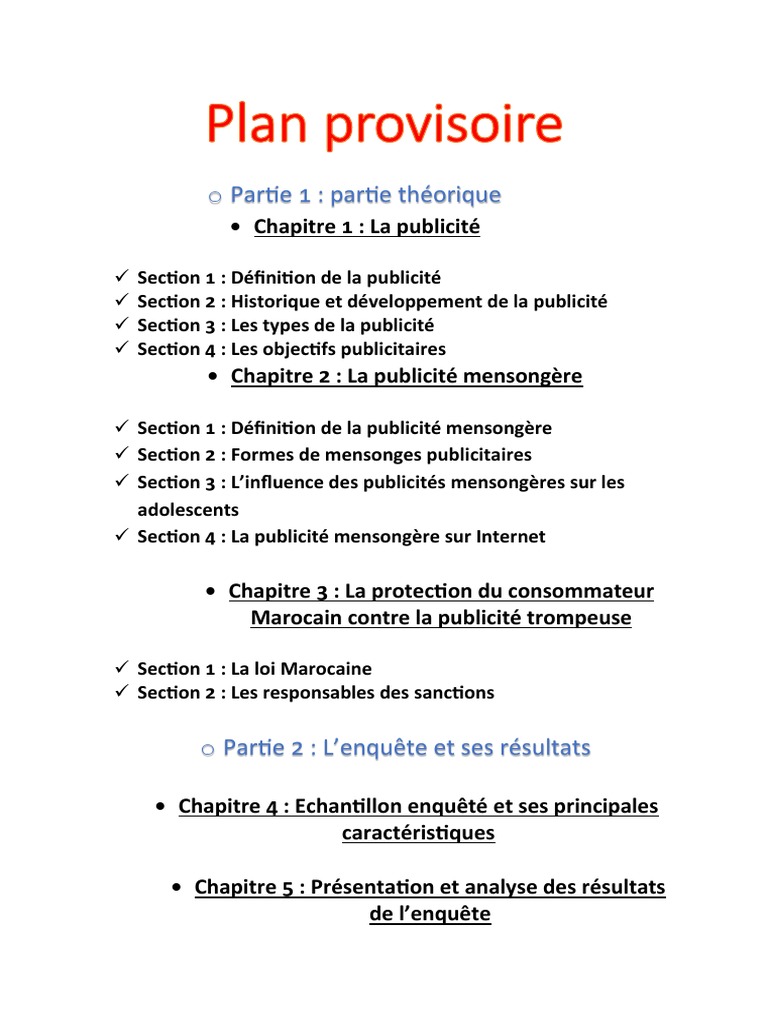 Plan Provisoire PDF | PDF