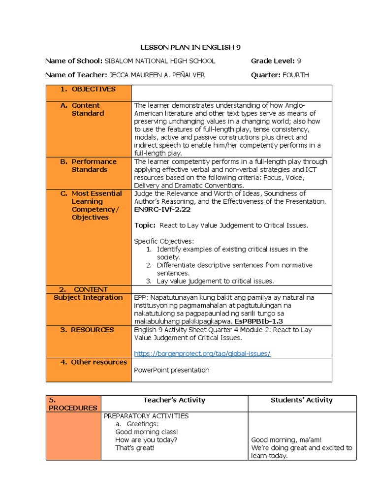 Intern Week6 Lesson Plan-React To Lay Value Judgement To Critical ...