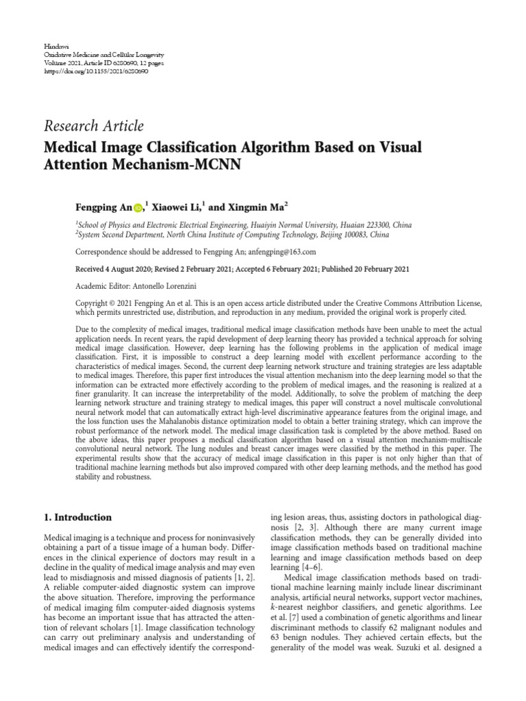 Medical Image Classification Algorithm Based On Vi PDF | PDF | Deep Learning | Artificial Neural ...