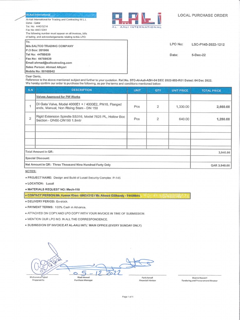 Payment Issue LPO | PDF