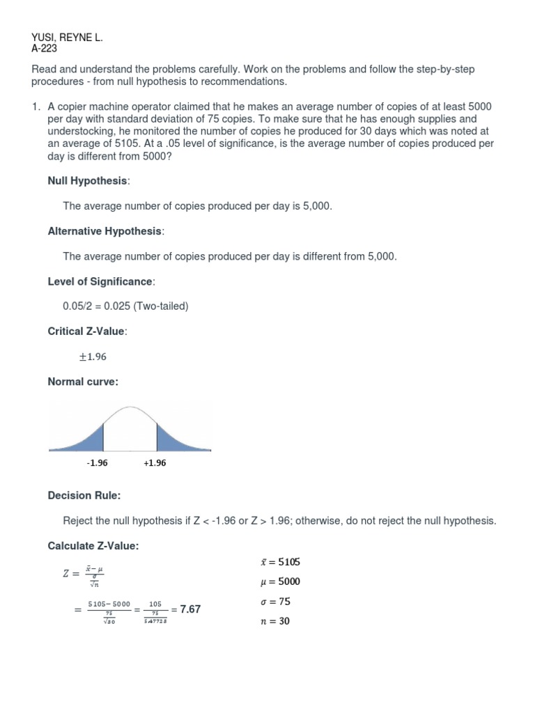 Analysis of Statistical Data and Recommendations for Improving Operations | PDF | P Value ...