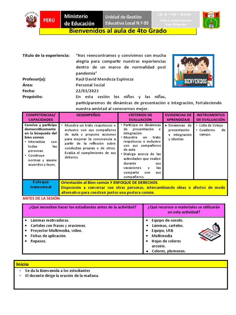 Nos reencontramos y convivimos con alegría: dinámicas de presentación e ...