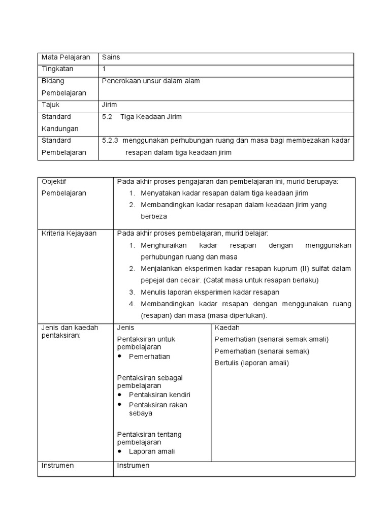Contoh RPH Sains | PDF