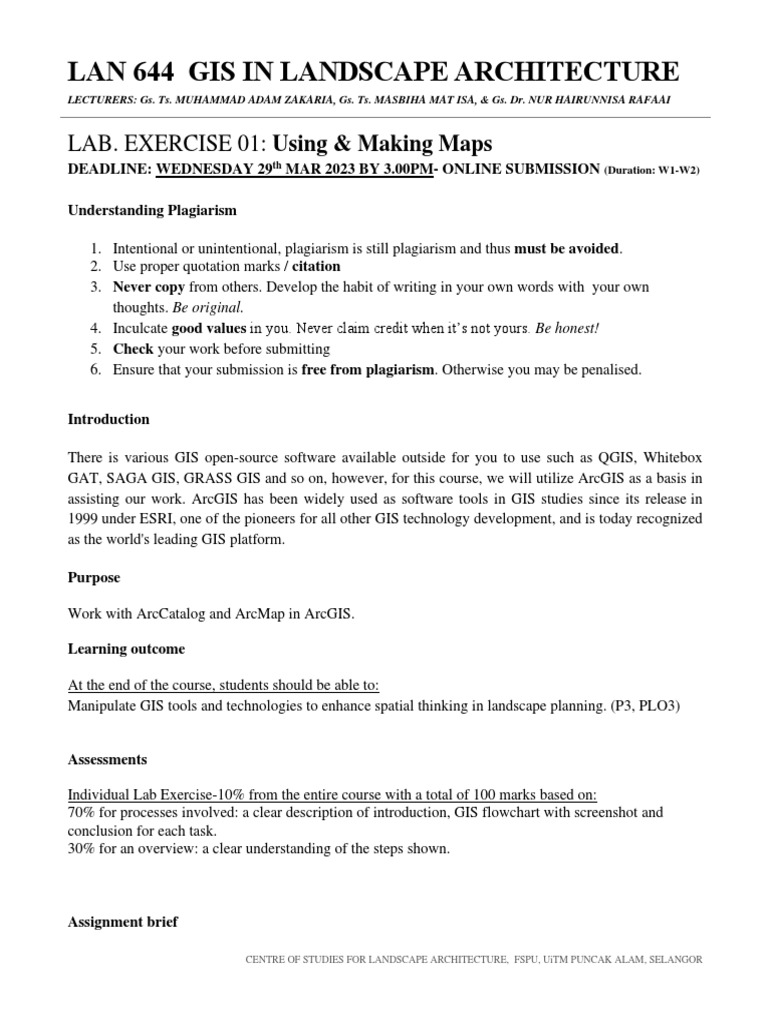Lan644-Lab 01-Using - Making Maps | PDF | Arc Gis | Geographic Information System