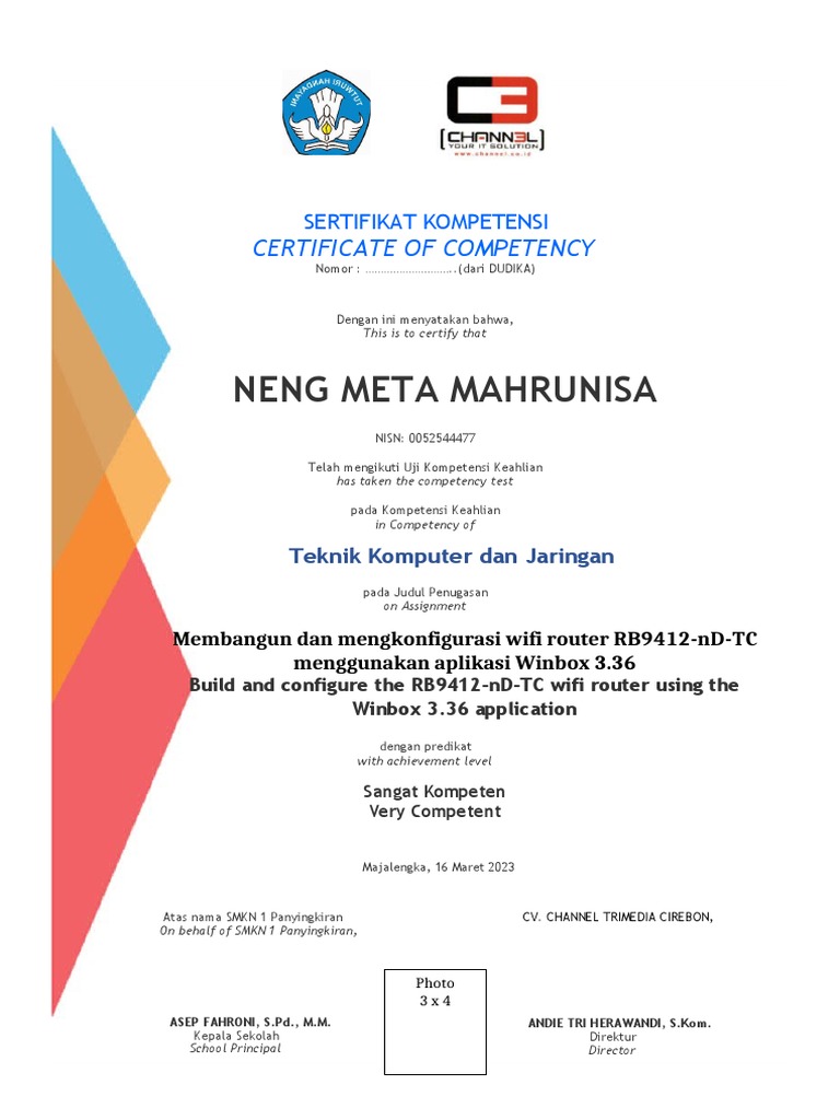 Format Sertifikat Kompetensi | PDF