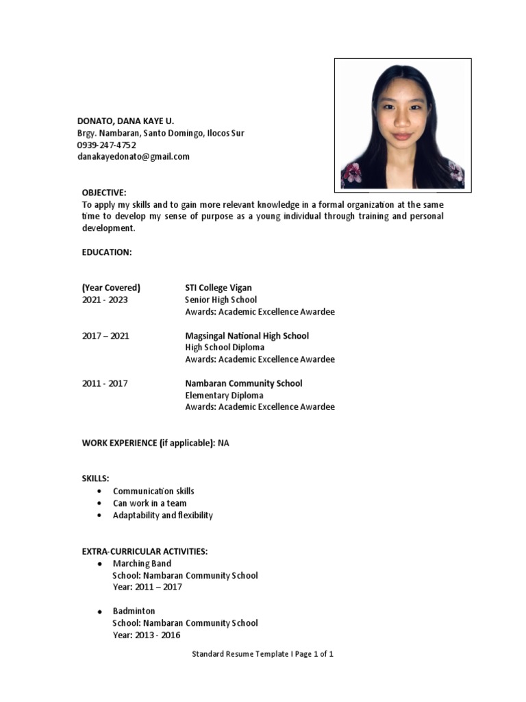 Standard Resume Template | PDF