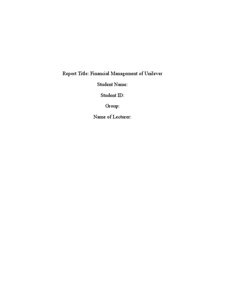 Financial Management of Unilever | PDF | Financial Statement | Investing